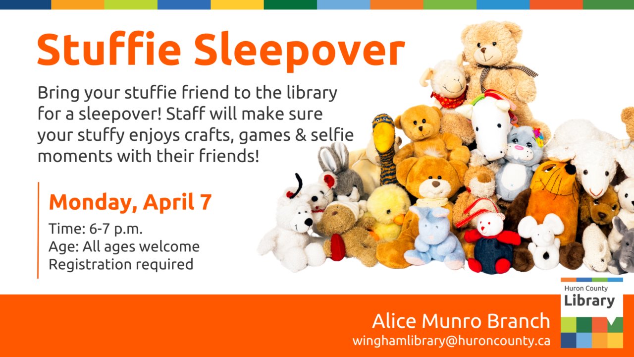 Stuffy Sleepover at the Alice Munro Branch – Wingham | Huron County Library
